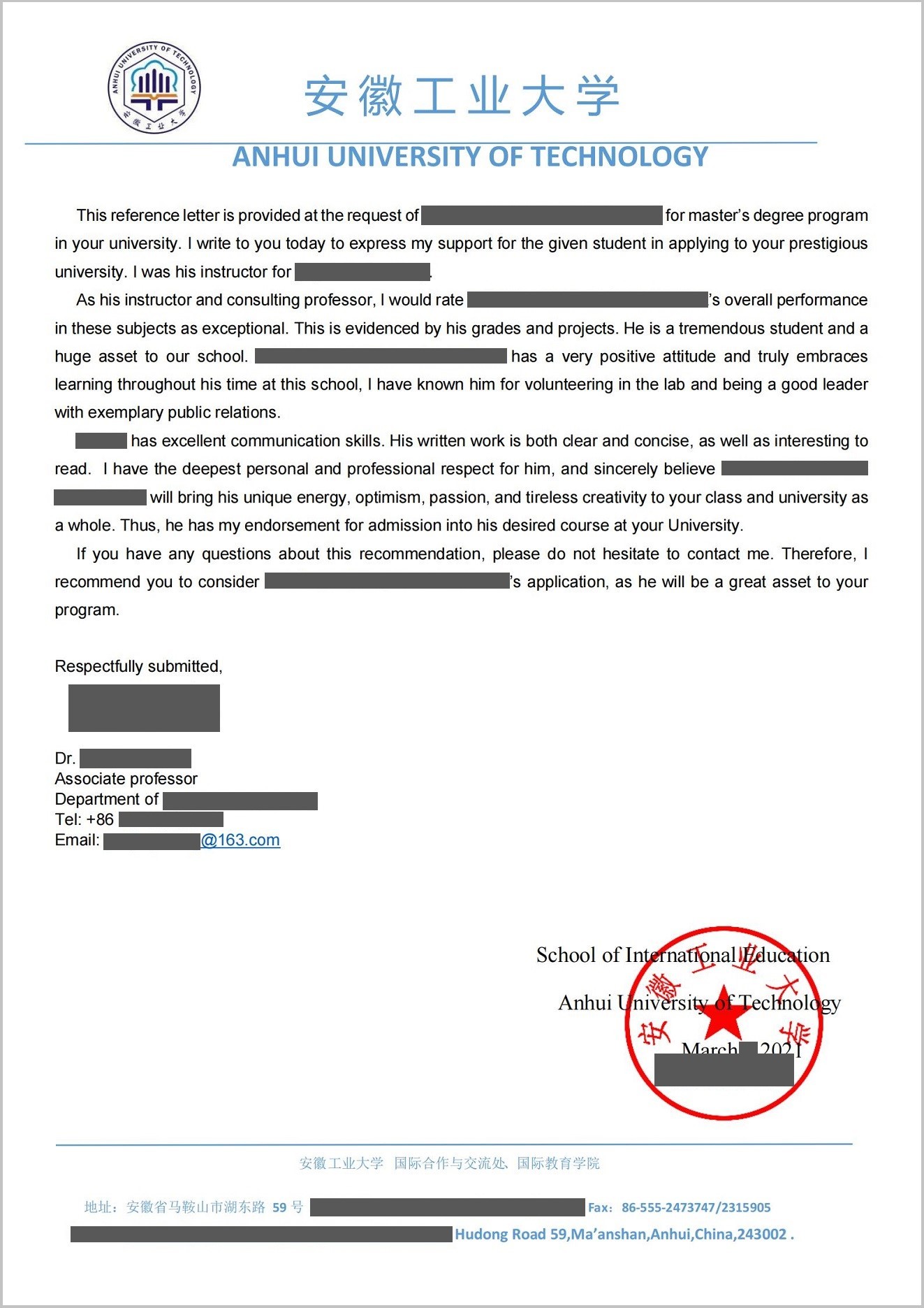 6 Recommendation Letter Samples For Graduate Applicants Standard Documents To Study In China 